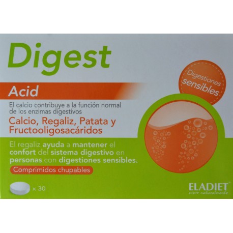DIGEST ACID 30 COMPRIMIDOS CHUPABLES ELADIET - Farmacia Anna Riba