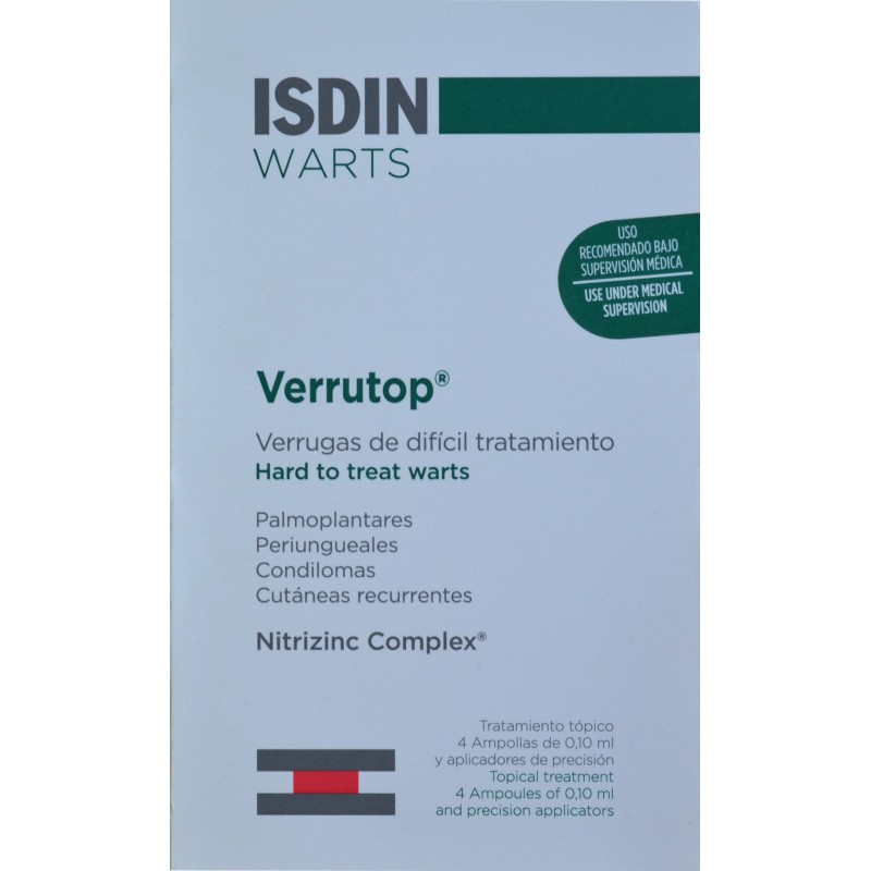 VERRUTOP 4 AMPOLLAS DE 0,10 ML ISDIN WARTS - Farmacia Anna Riba